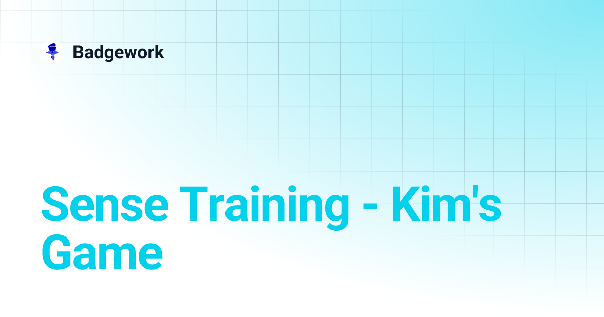 Sense Training - Kim's Game | Badgework