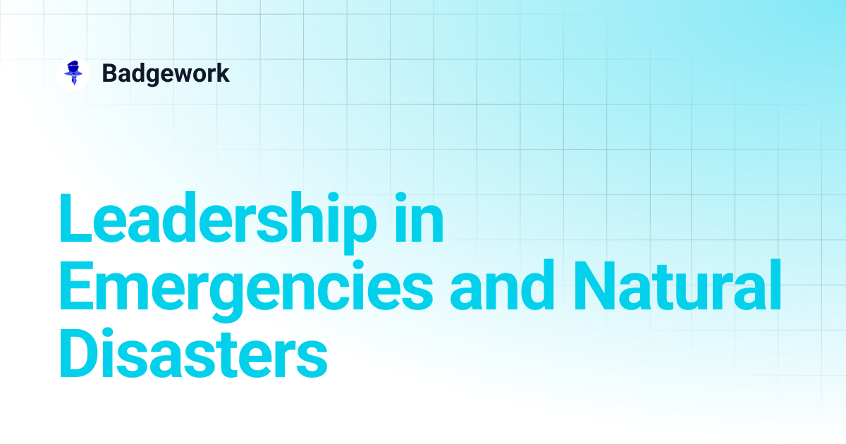 Leadership in Emergencies and Natural Disasters | Badgework